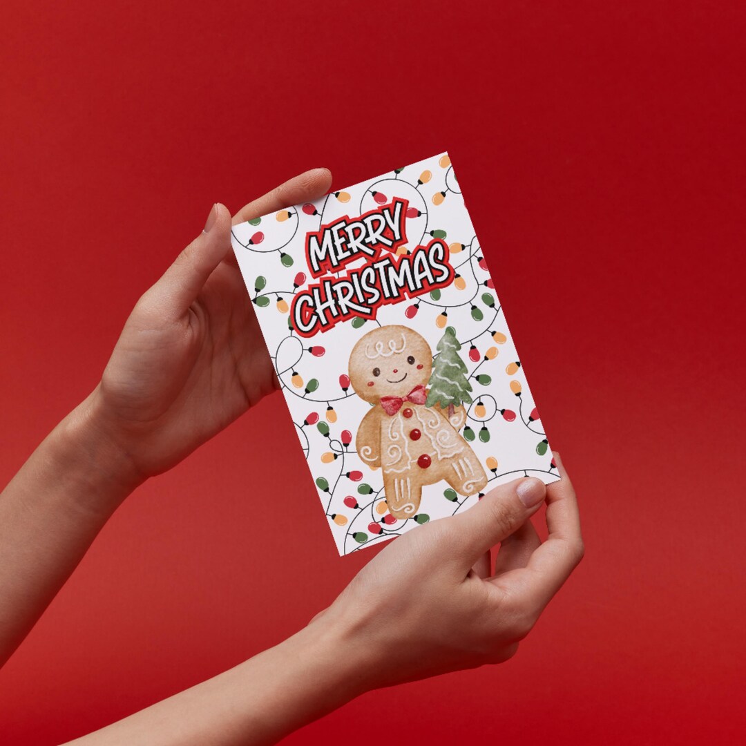 Gingerbread Man Christmas Card Printable – Cute Gingerbread Holiday ...