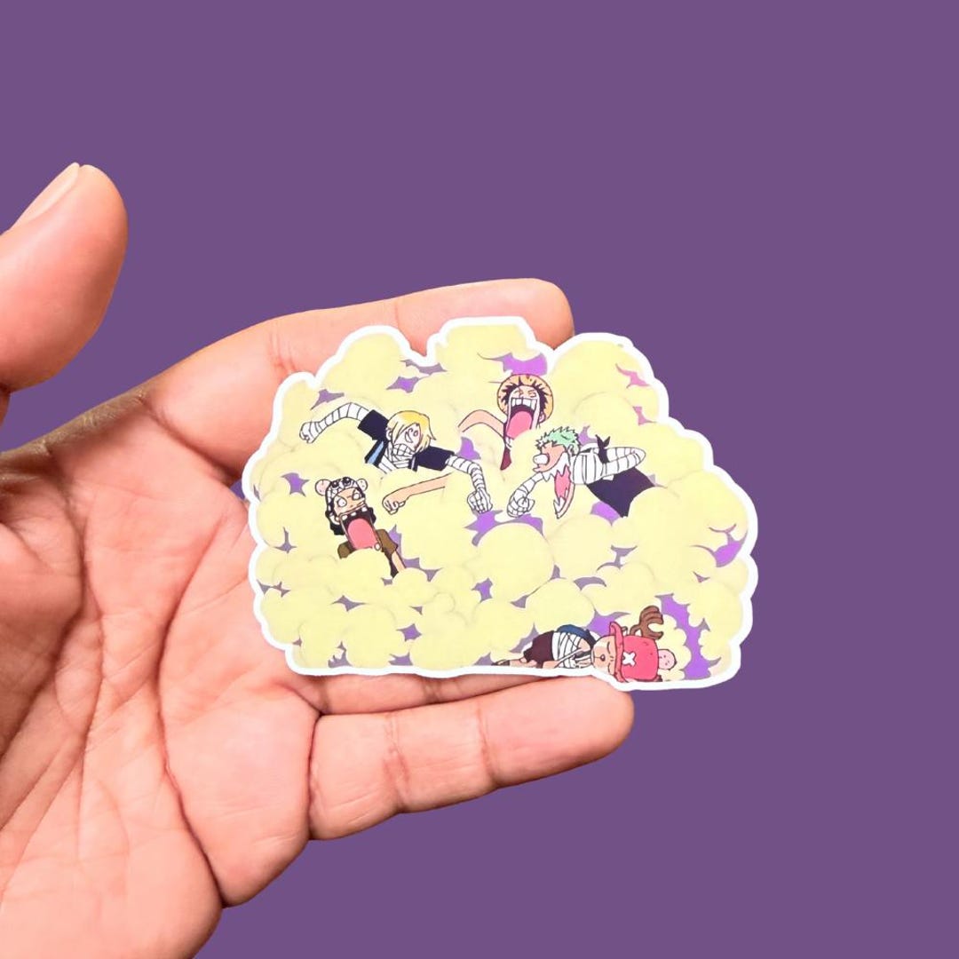 Straw Hat Crew Inspired Scramble! Cartoon Smoke Fight Die-cut Sticker ...