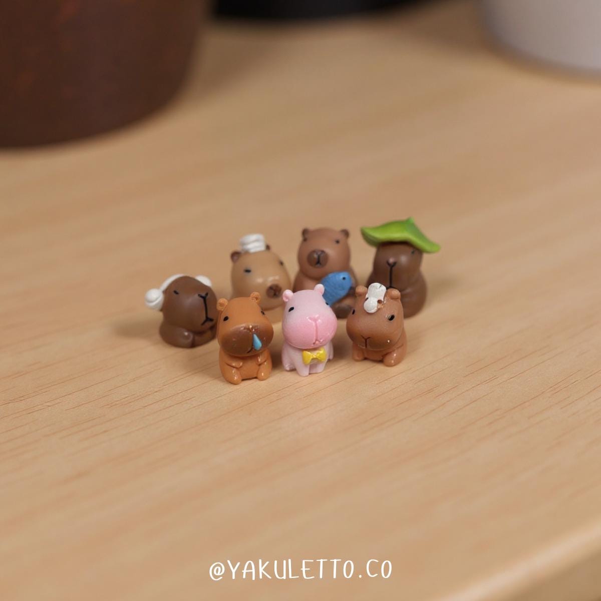 Mini Capybara Figurine With Display Shelf | Handmade Resin Kawaii Decor ...