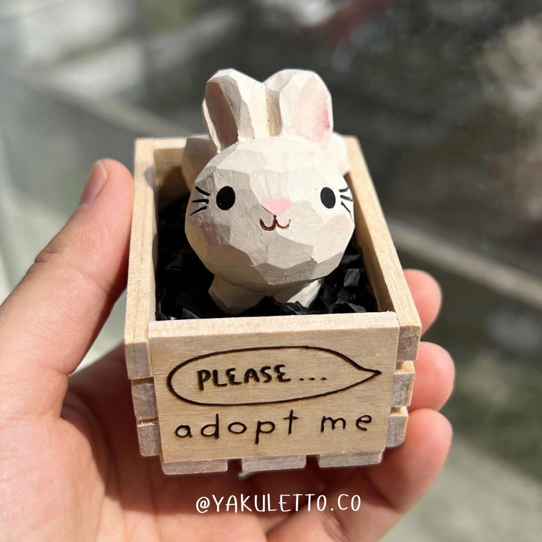 Adopt a Bee Bunny | Hand Carved Wooden Bunny | Cute Easter Bunny | Gift ...