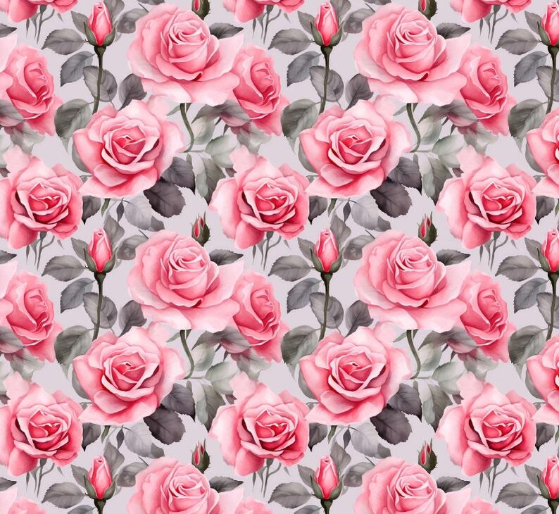 Pink Blooming Roses Fabric Cotton-pink Rose Floral Print Quilting ...