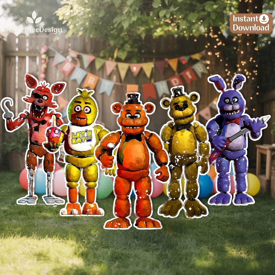 Recortes de personajes de FNAF para fiesta, decoración de cumpleaños de ...