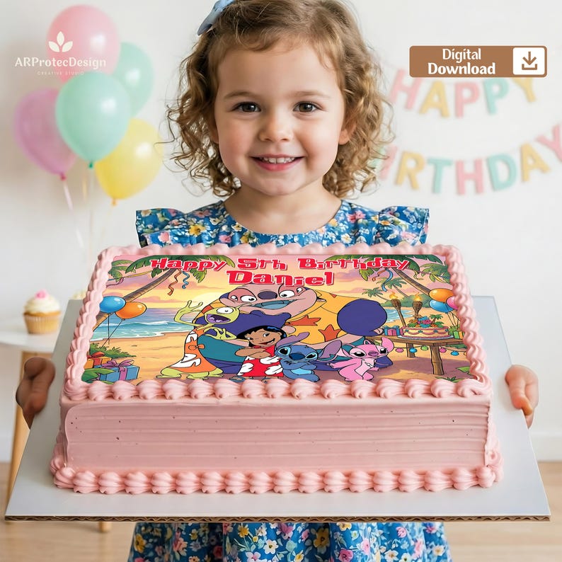 Personalized Lilo and Stitch Cake Topper for Tropical Birthday Parties ...