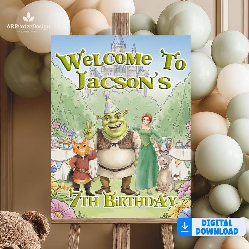 Shrek Welcome Sign, Personalized Birthday Party Welcome Poster, Custom ...