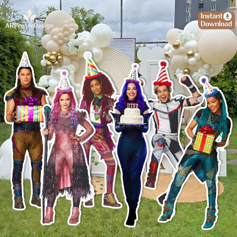 Descendants Birthday Cut Out: Party Centerpiece & Photo Booth Prop ...