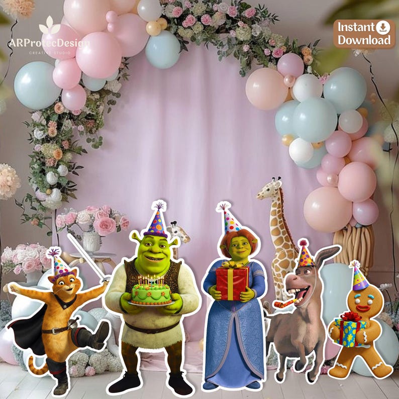 Shrek Birthday Party Cut Out: Printable Table Decor (digital Download ...
