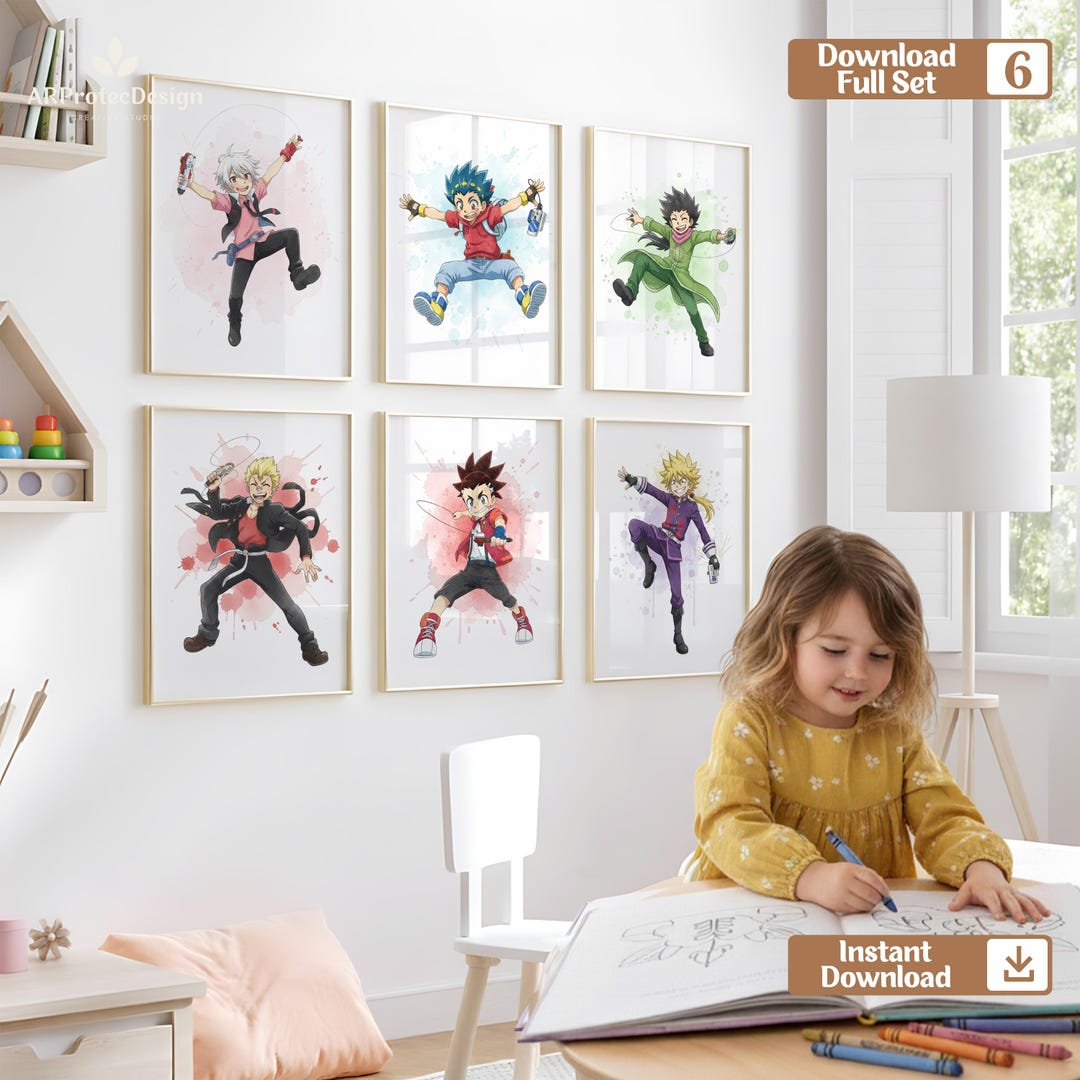 Beyblade Wall Art: Anime Boys Room Decor Poster Set (digital Download ...