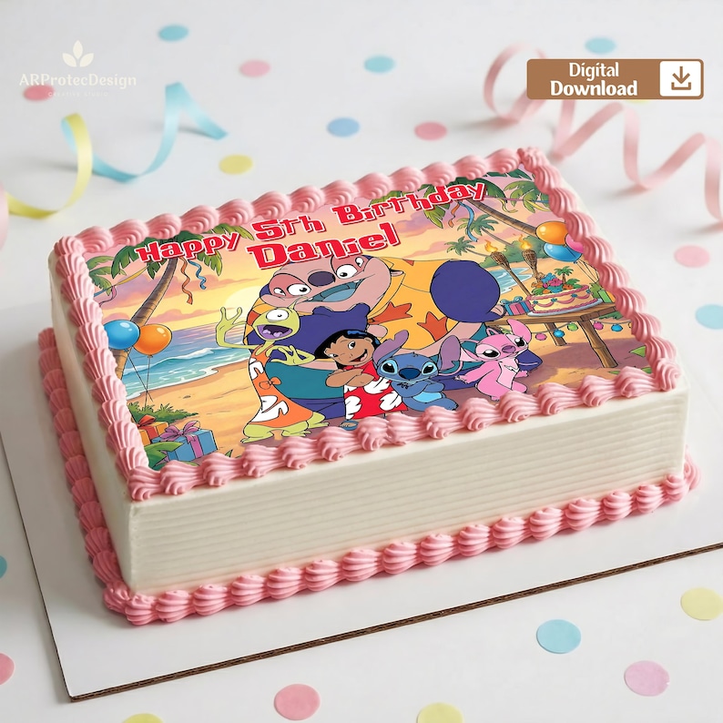 Personalized Lilo and Stitch Cake Topper for Tropical Birthday Parties ...