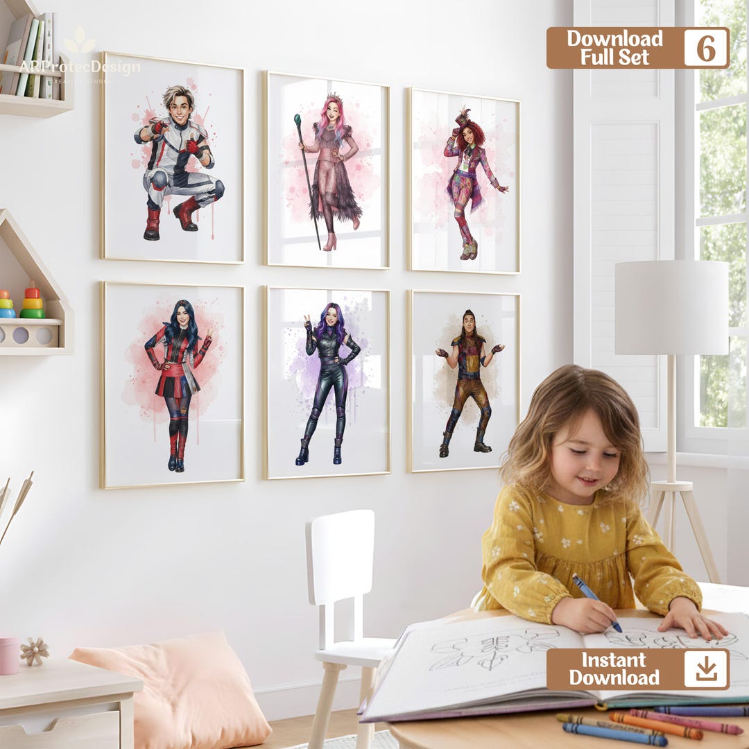Descendants Watercolor Art Prints: Kids Room Decor (digital Download ...