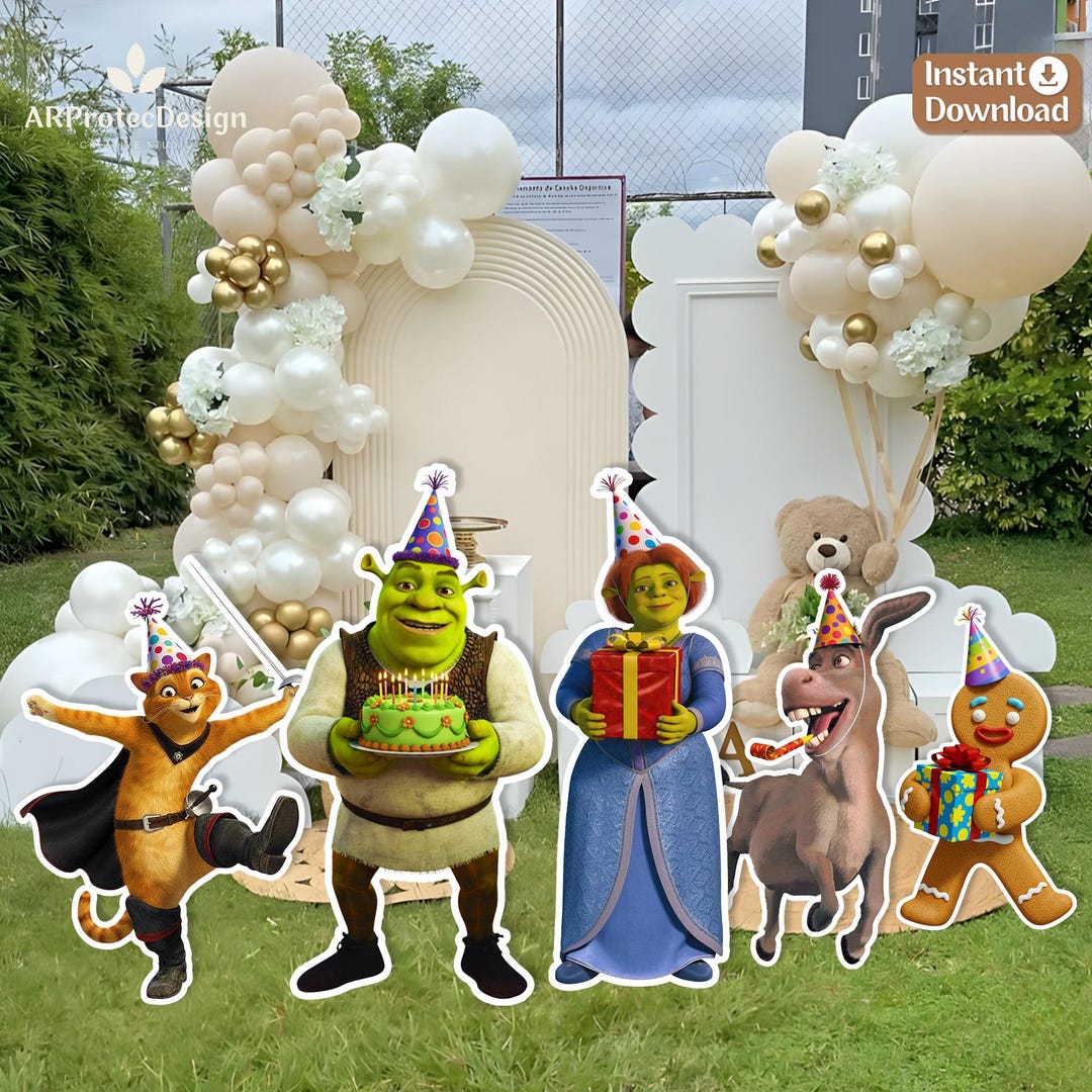 Shrek Birthday Party Cut Out: Printable Table Decor (digital Download ...