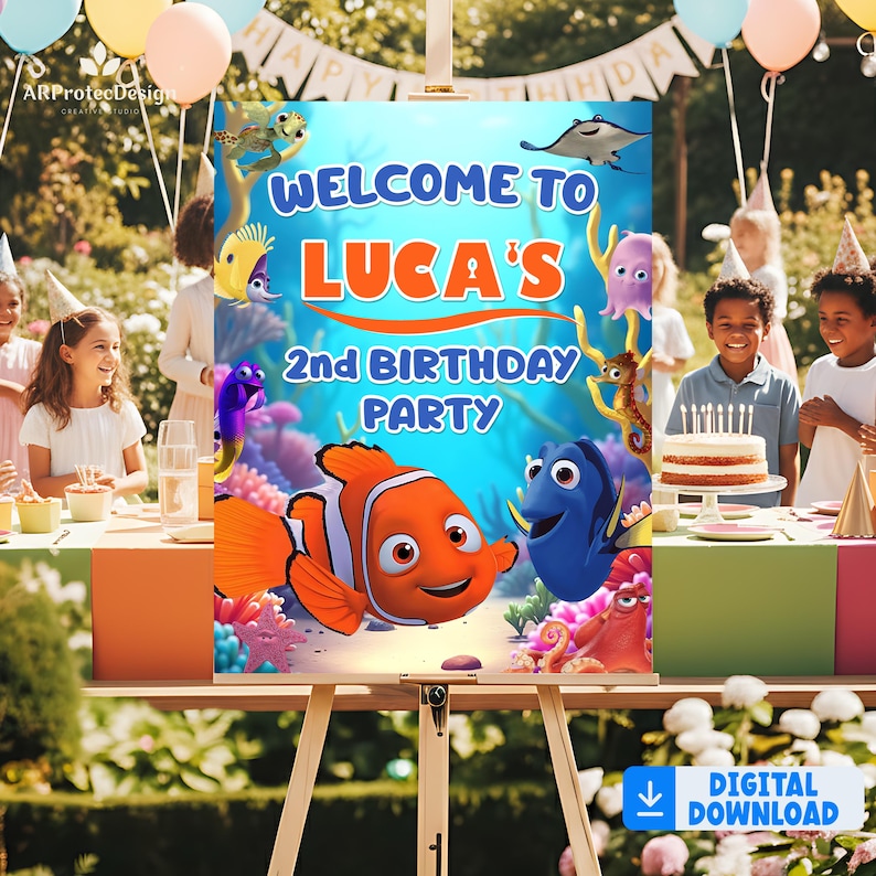 Finding Nemo Welcome Sign, Personalized Ocean Birthday Poster Digital ...