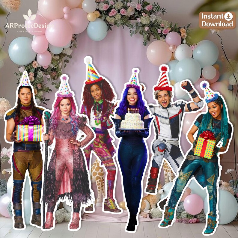Descendants Birthday Cut Out: Party Centerpiece & Photo Booth Prop ...