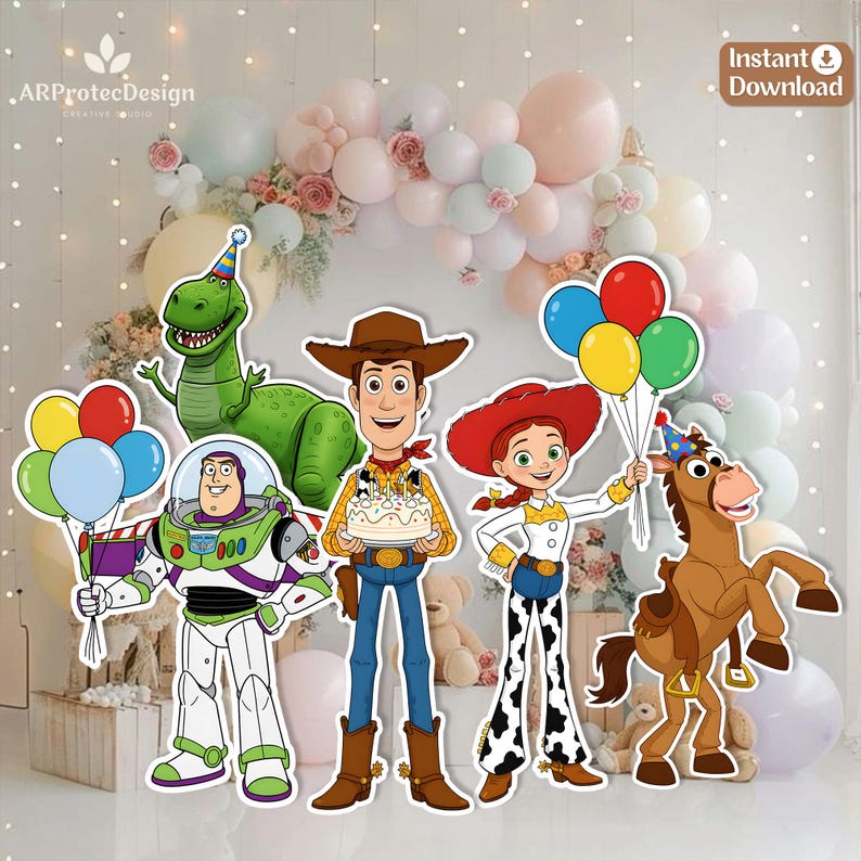 Toy Story Birthday Cut Out: Woody, Buzz, Jessie, Rex (digital Download ...