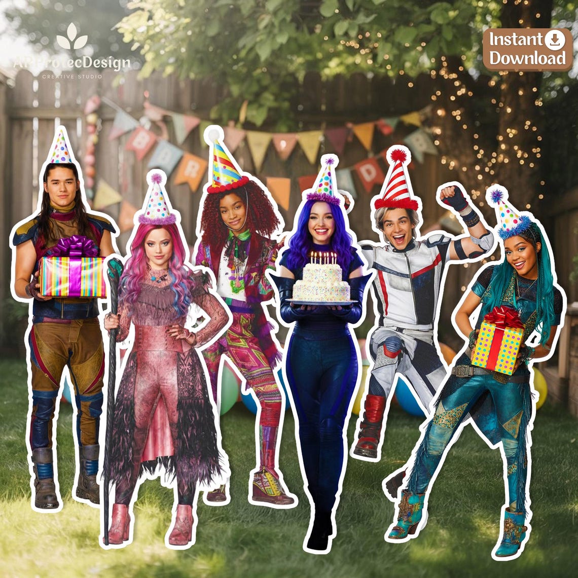 Descendants Birthday Cut Out: Party Centerpiece & Photo Booth Prop ...