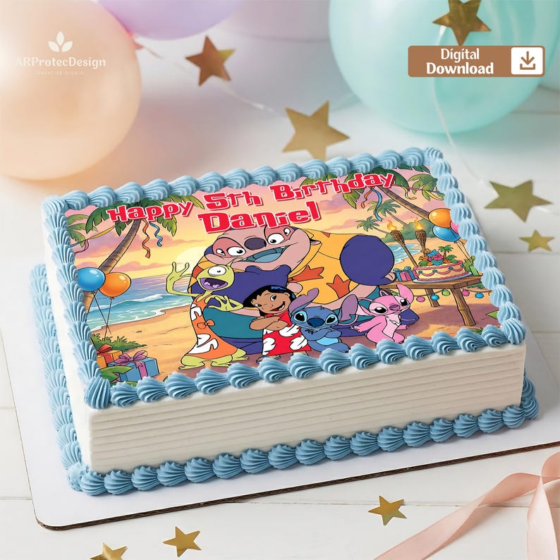 Personalized Lilo and Stitch Cake Topper for Tropical Birthday Parties ...