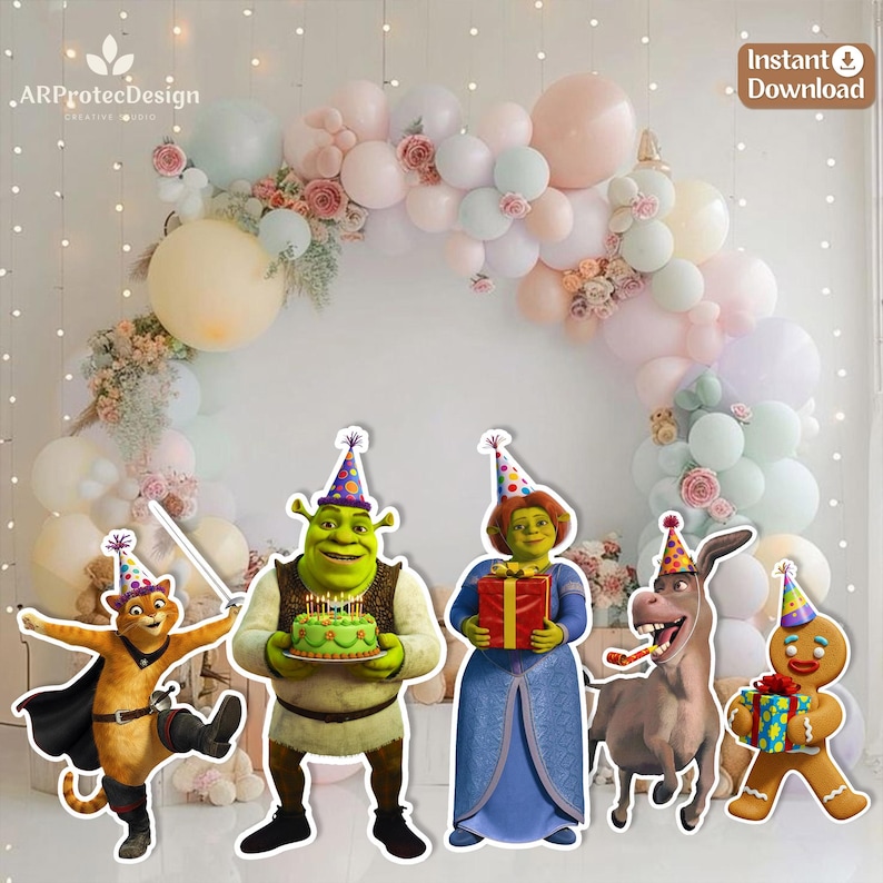 Shrek Birthday Party Cut Out: Printable Table Decor (digital Download ...
