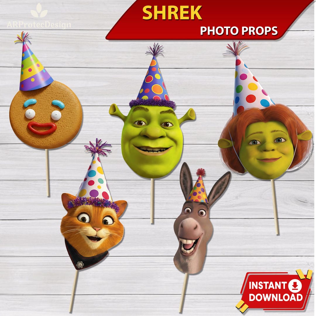 Shrek Photo Props: Kids Birthday Party Decor (digital File) - Etsy