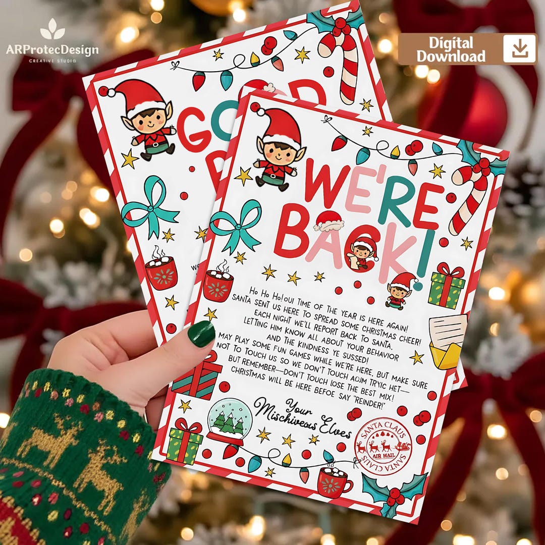 Elf Arrival Letter, We’re Back and Goodbye, Mischievous Holiday Fun ...