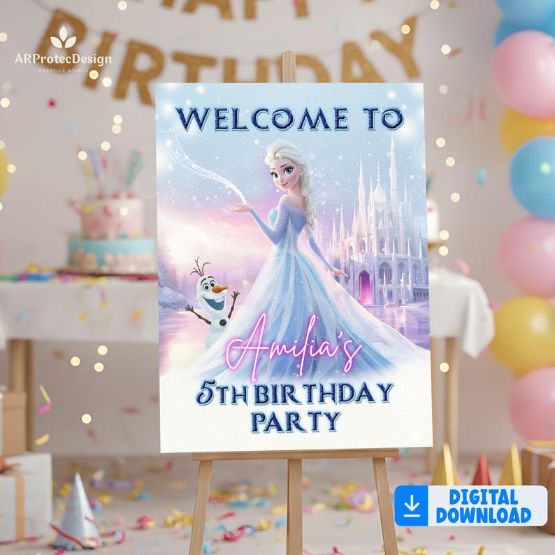 Personalized Frozen Elsa Welcome Sign, Girls Birthday Party Poster ...