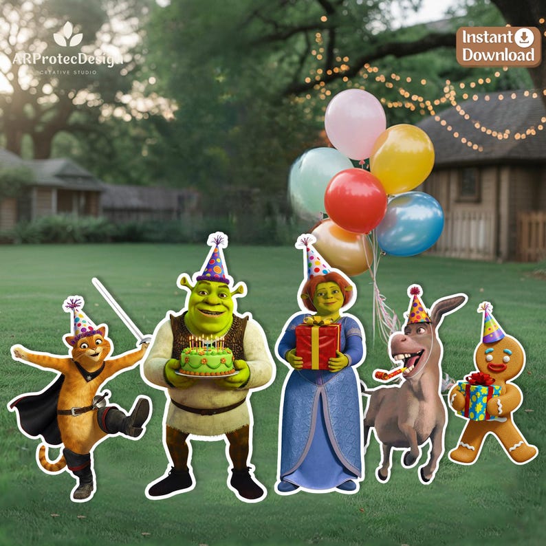 Shrek Birthday Party Cut Out: Printable Table Decor (digital Download ...