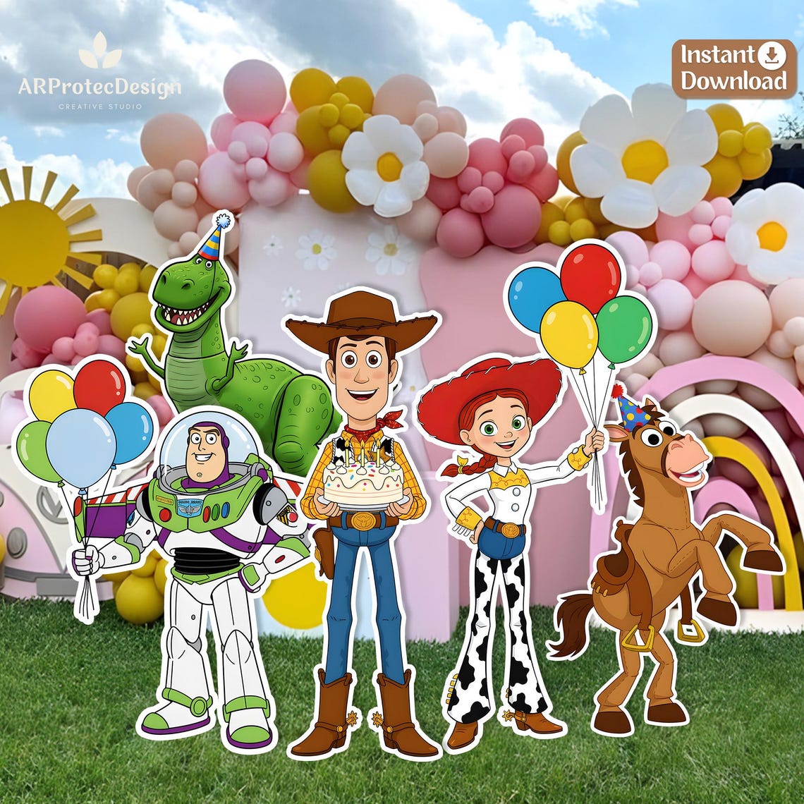Toy Story Birthday Cut Out: Woody, Buzz, Jessie, Rex (digital Download ...