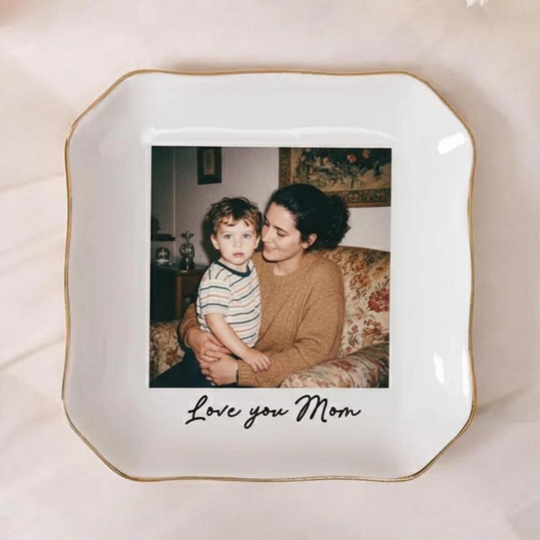 Personalized Photo Keepsake Jewelry Dish: Memorial Ceramic Tray ...