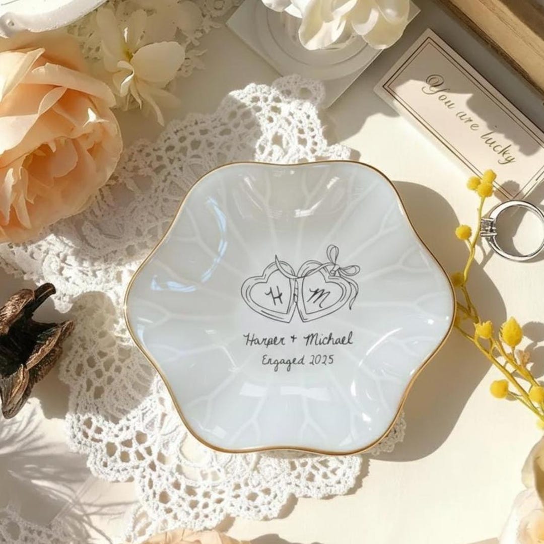 Personalized Photo Keepsake Jewelry Dish: Memorial Ceramic Tray ...