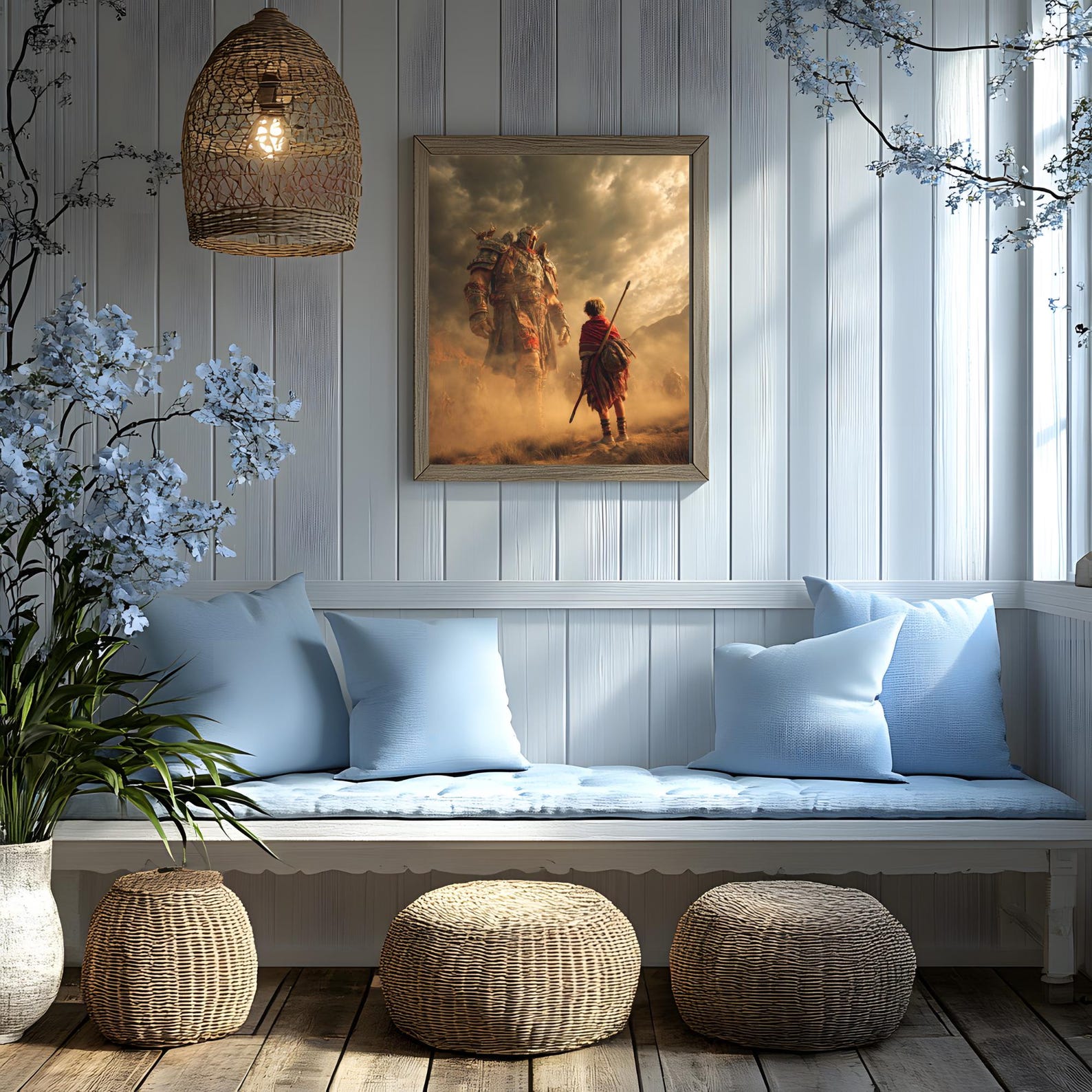 David and Goliath Print: Christian Bible Story Wall Art (digital ...