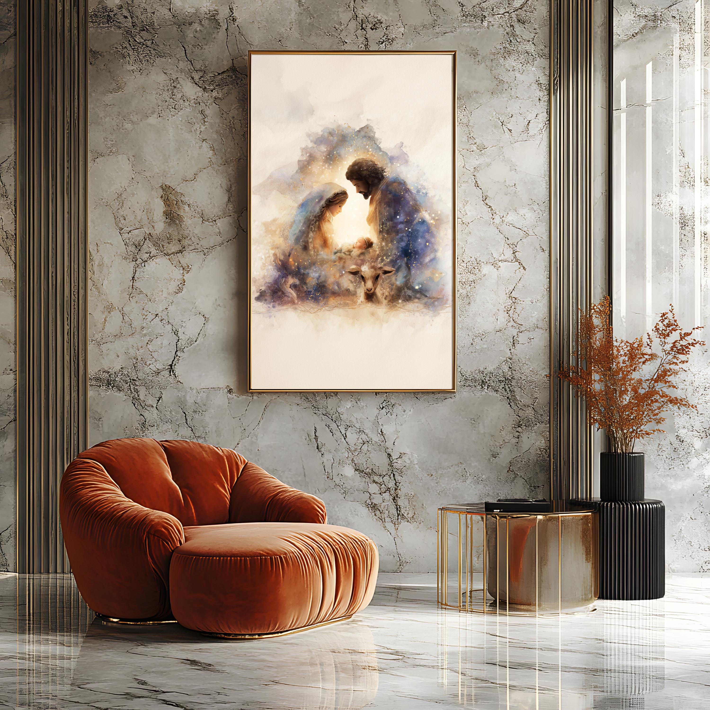 Children’s Holy Family Art | Soft Pastel Nativity Illustration | Gentle ...