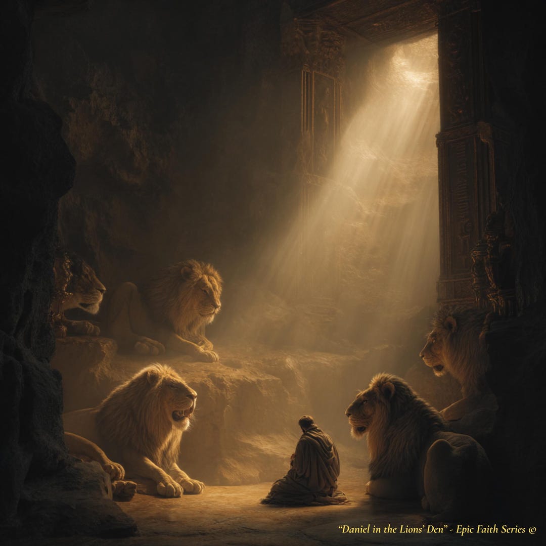 Daniel in the Lions' Den Print: Christian Bible Story Art (digital ...
