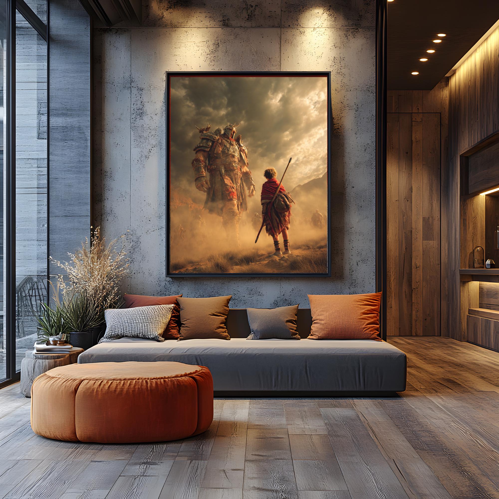 David and Goliath Print: Christian Bible Story Wall Art (digital ...