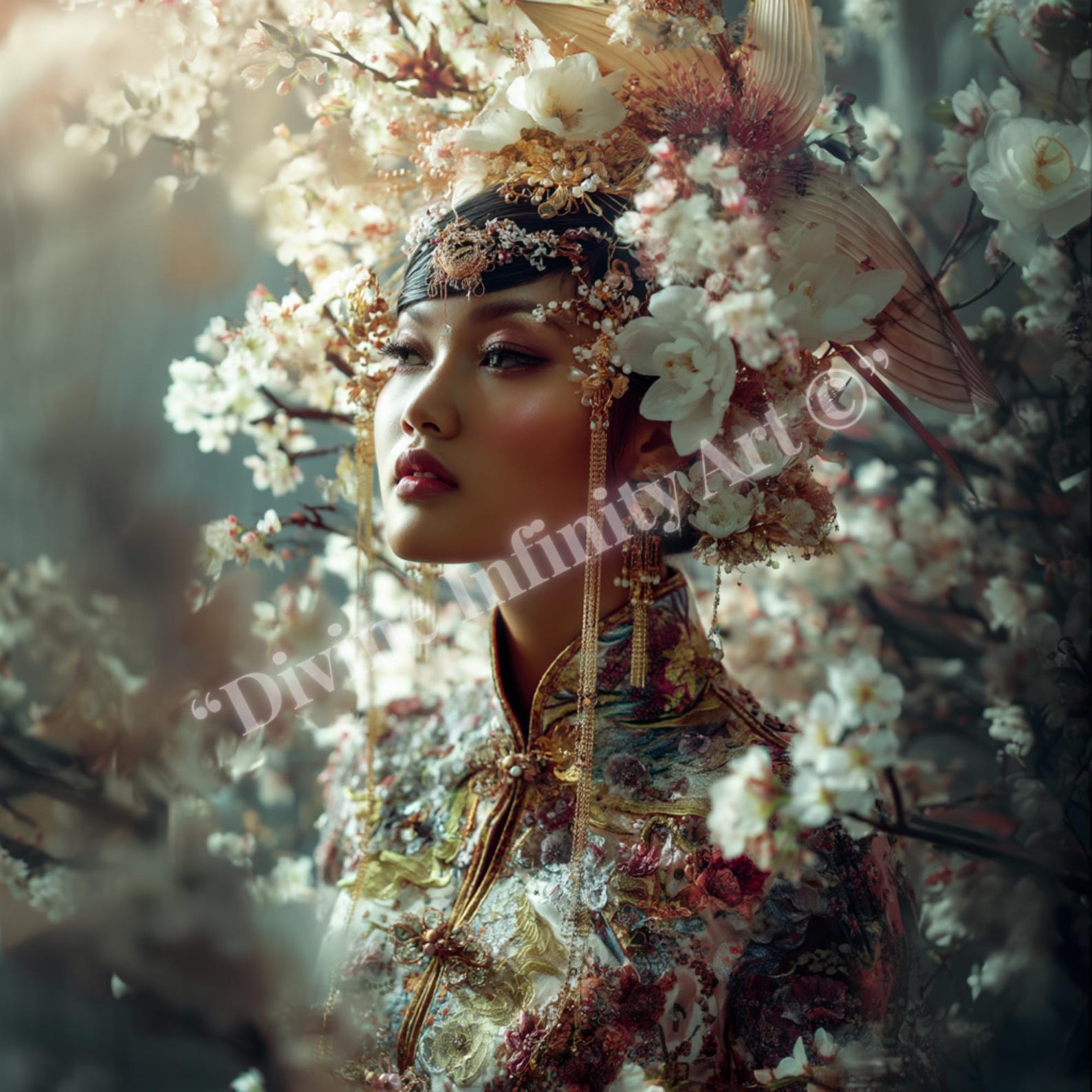 Botanical Woman Portrait | Elegant Floral Art Printable - Etsy