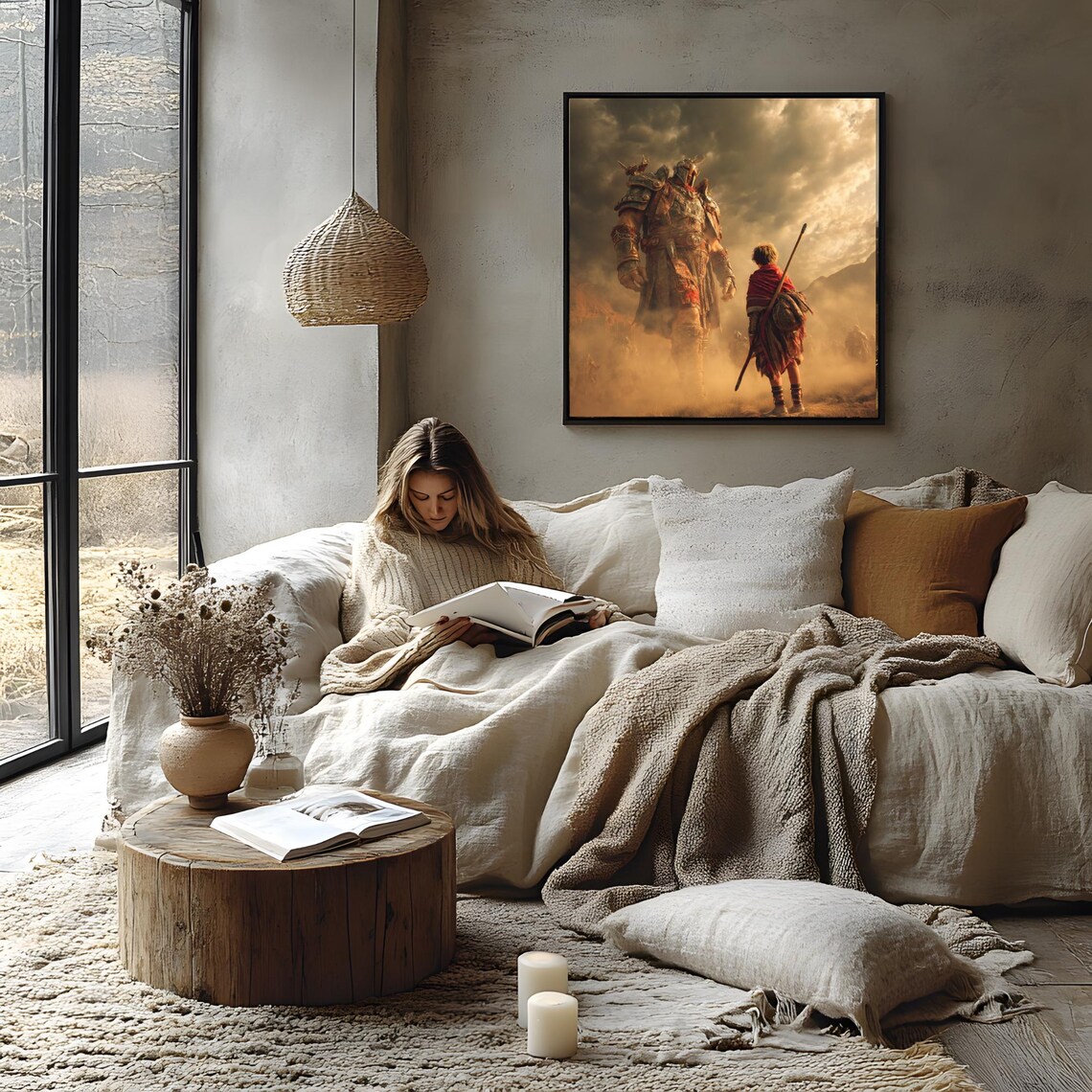 David and Goliath Print: Christian Bible Story Wall Art (digital ...