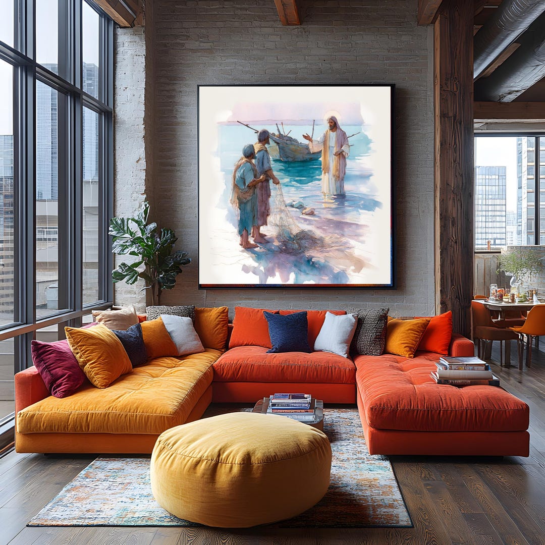 Jesus Calling Disciples Watercolor Art - Christian Scripture Print ...