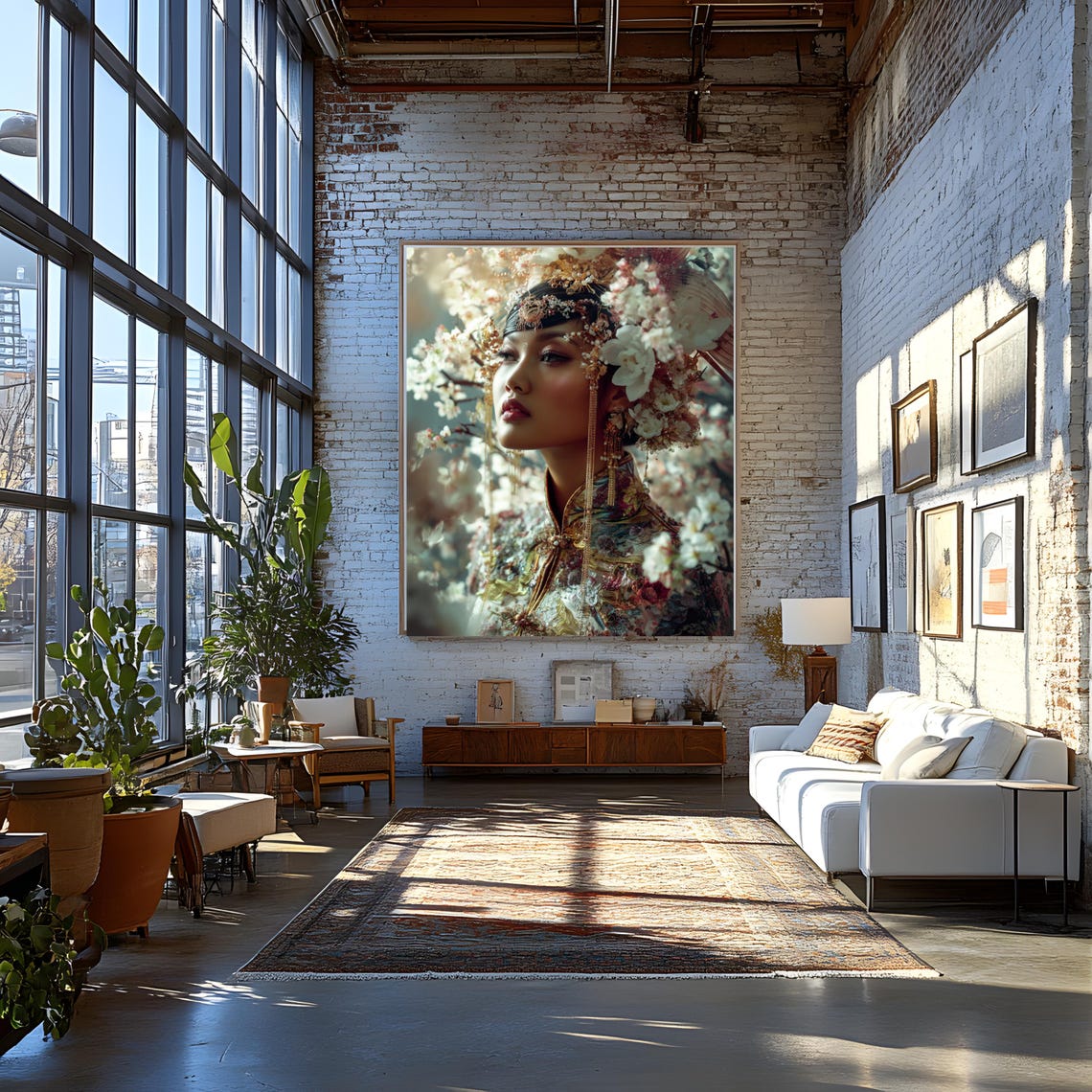 Botanical Woman Portrait | Elegant Floral Art Printable - Etsy