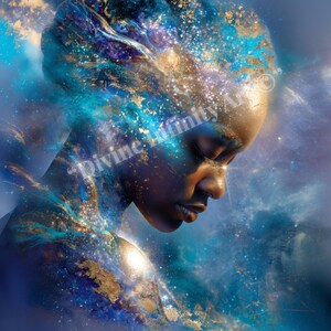 Celestial Woman Portrait | Starlit Reverie Galaxy Art (digital Download ...