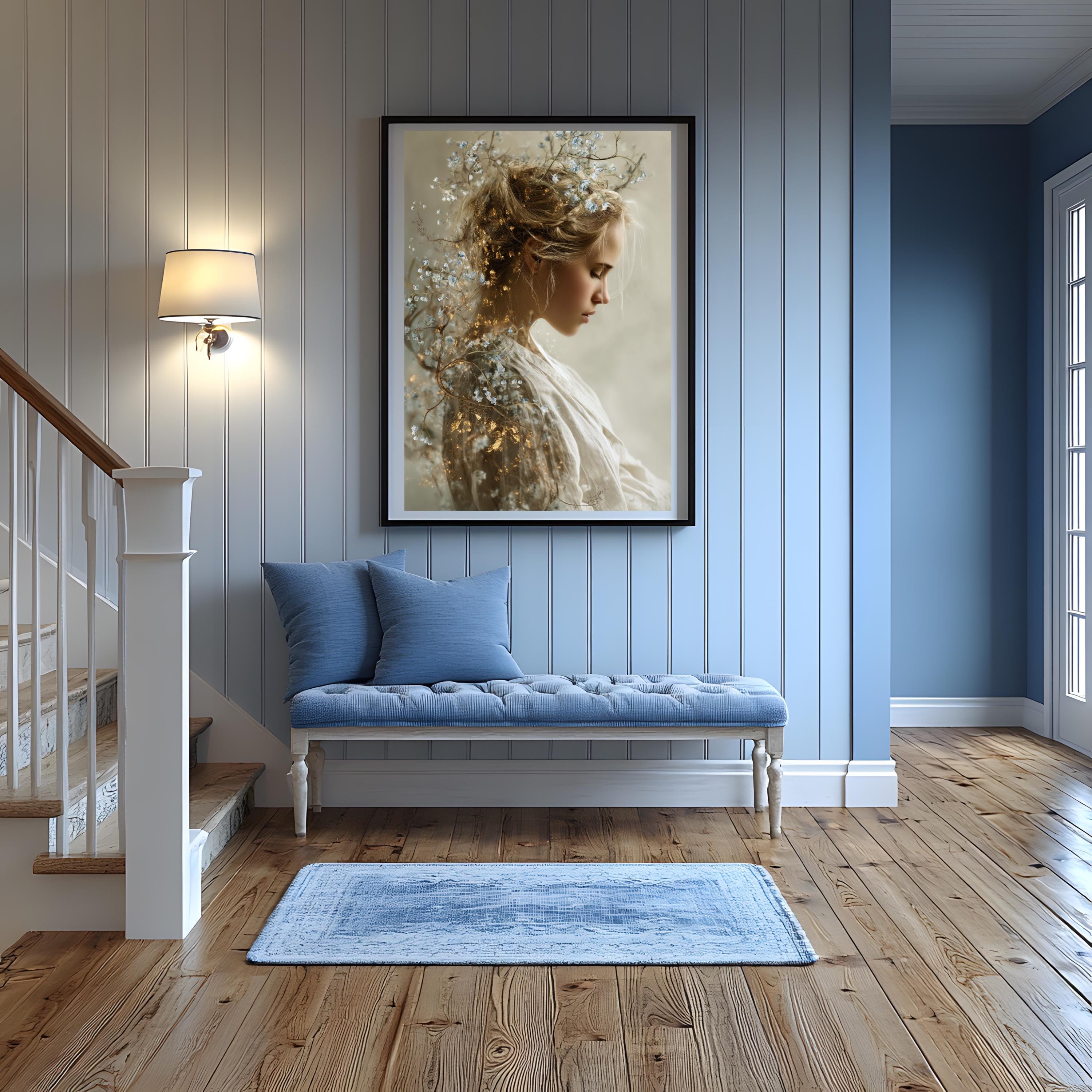 Botanical Woman Portrait Art Print | Feminine Nature Decor (digital ...
