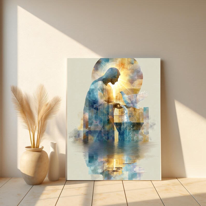 Baptism of Jesus Print: Boho Christian Wall Art (digital Download) - Etsy
