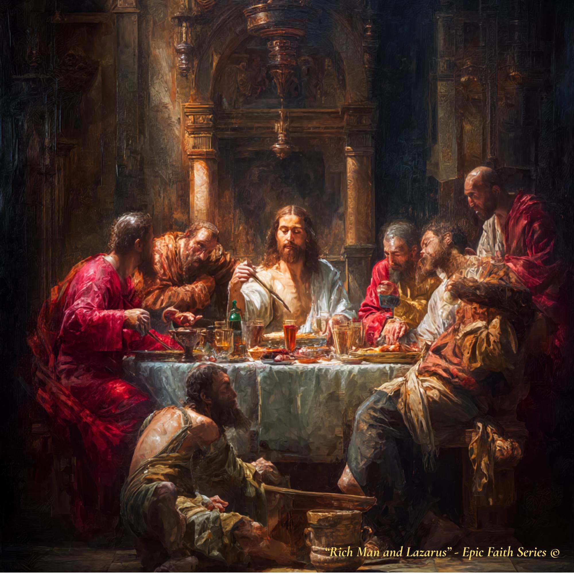 Rich Man and Lazarus Print: Christian Bible Parable Art (digital ...