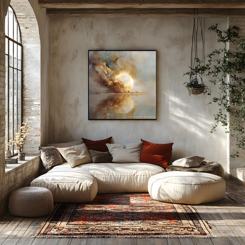 Creation of the World Print: Boho Minimalist Christian Wall Art ...