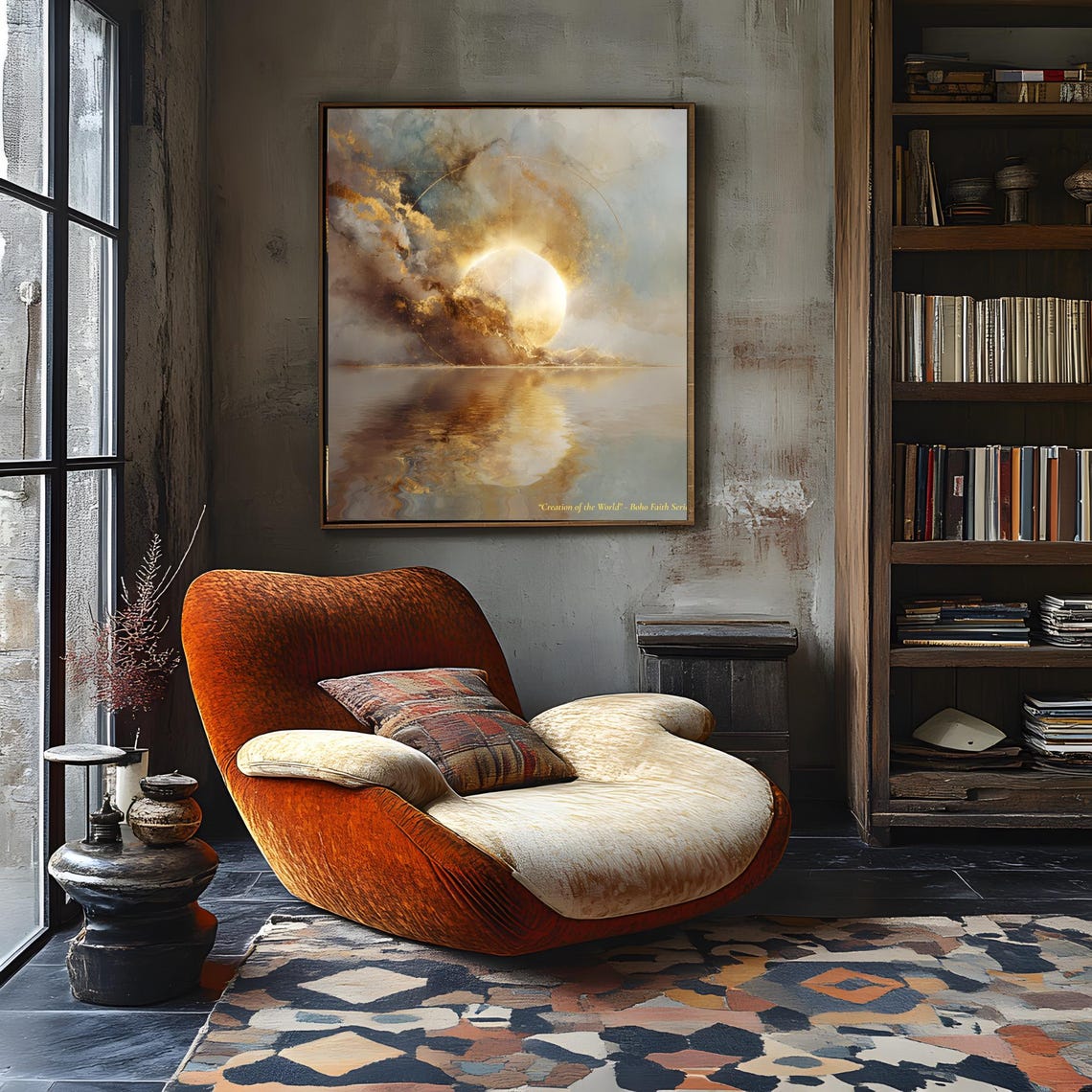 Creation of the World Print: Boho Minimalist Christian Wall Art ...