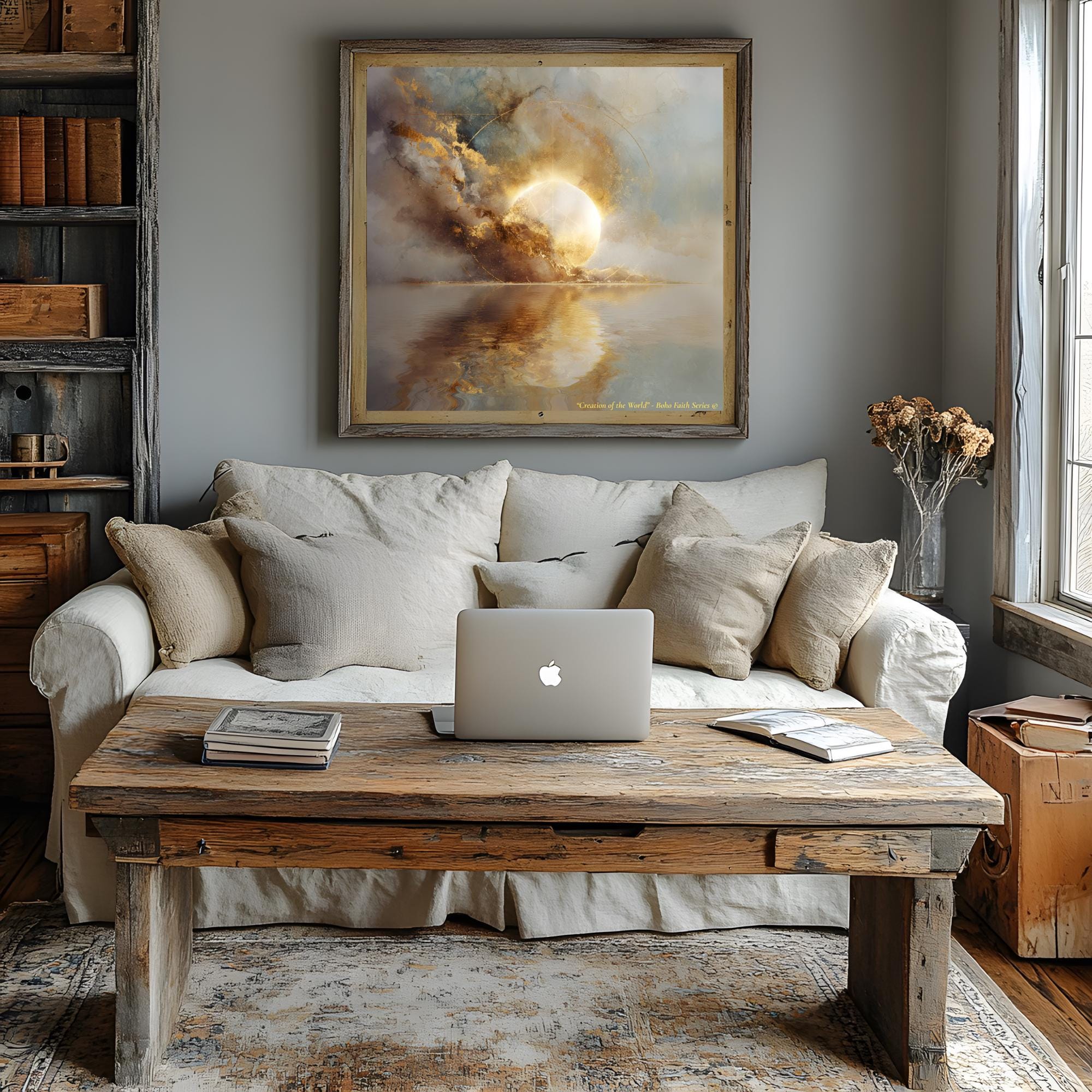 Creation of the World Print: Boho Minimalist Christian Wall Art ...