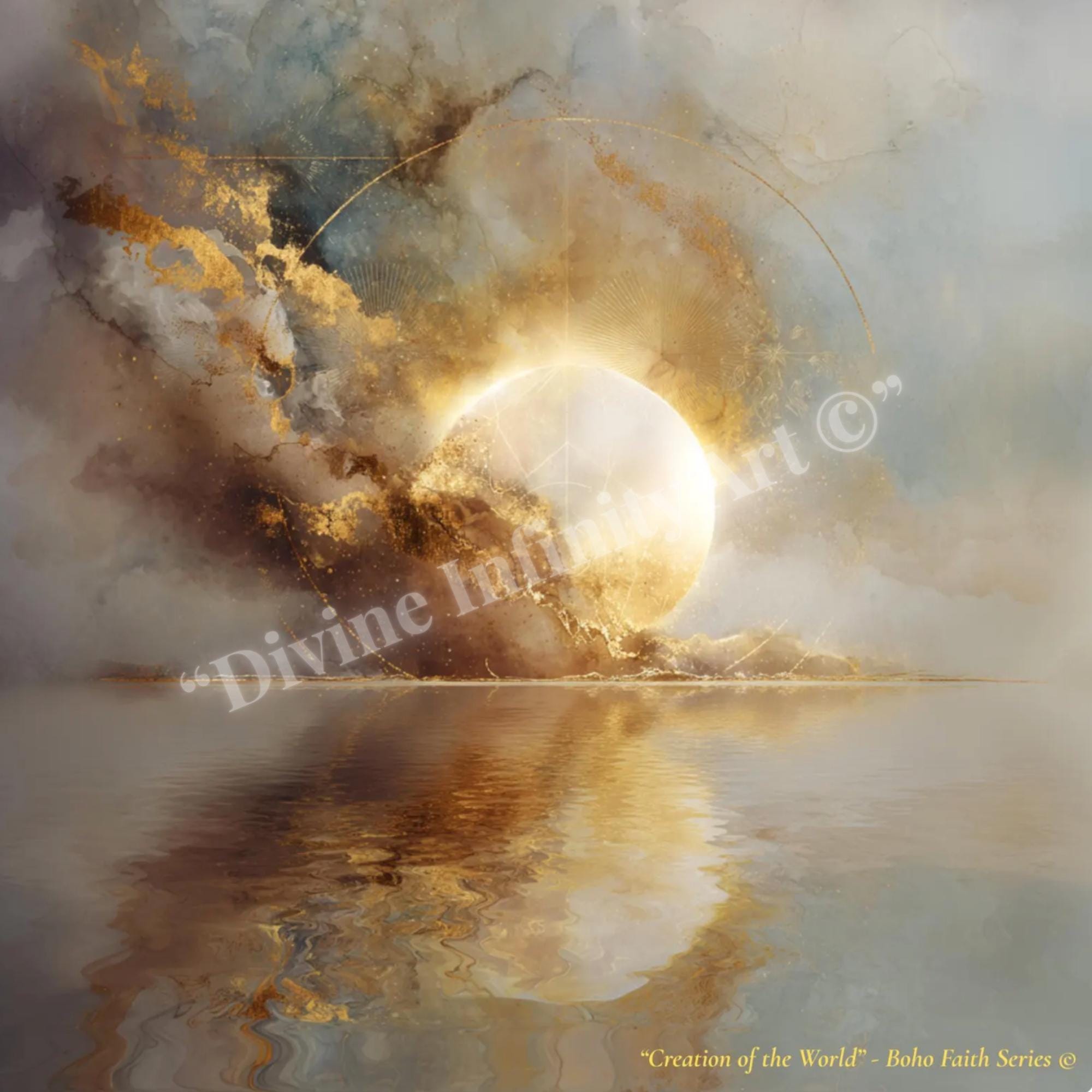 Creation of the World Print: Boho Minimalist Christian Wall Art ...