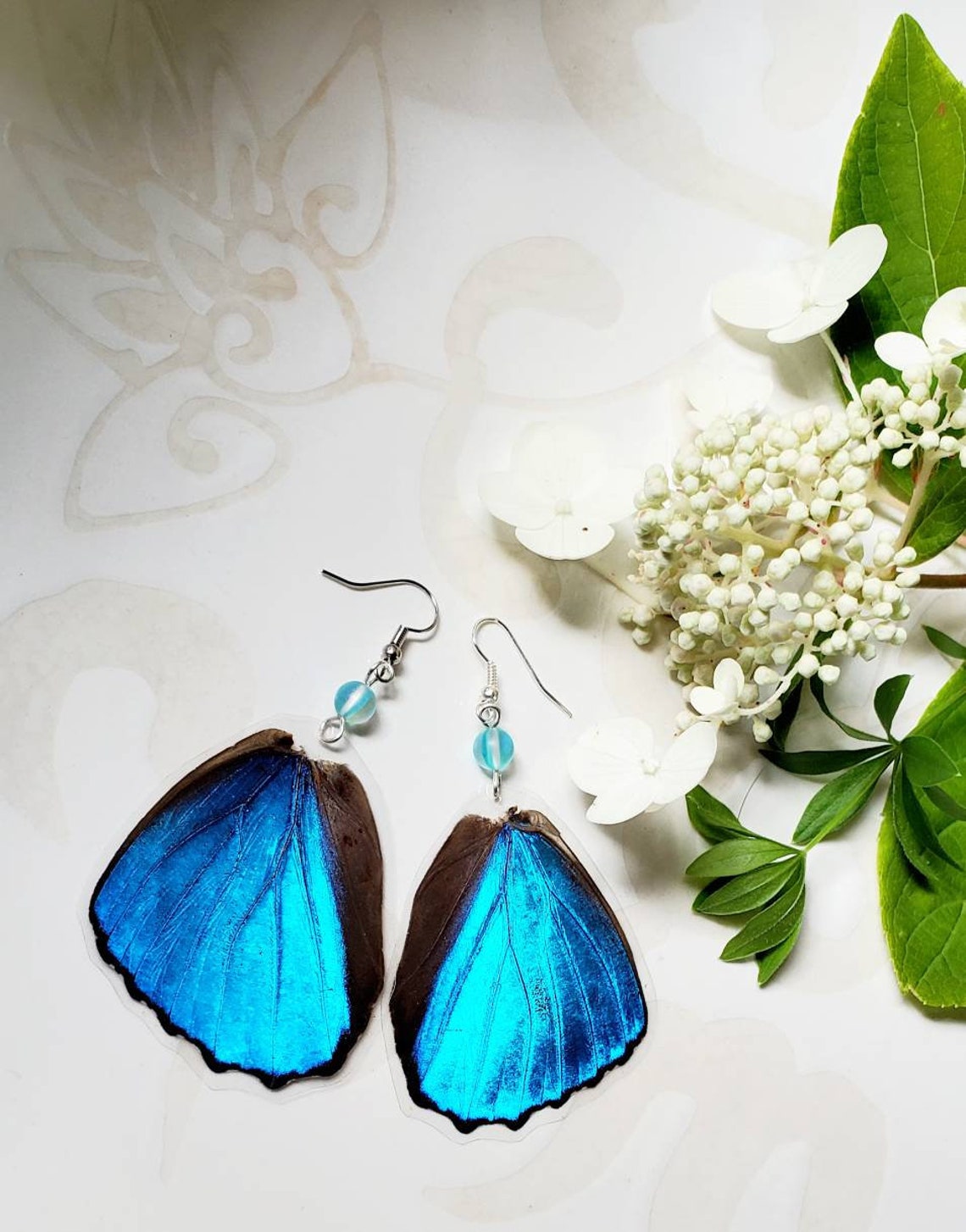Blue Butterfly Earrings Iridescent Butterfly Earrings Real - Etsy