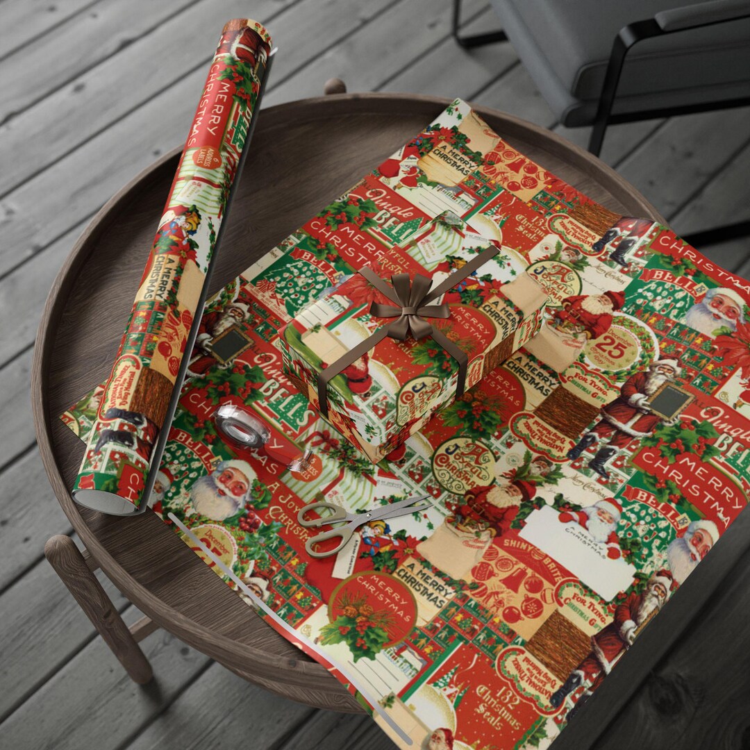 Santa Overload Wrapping Paper | Colorful Festive Holiday Pattern - Etsy