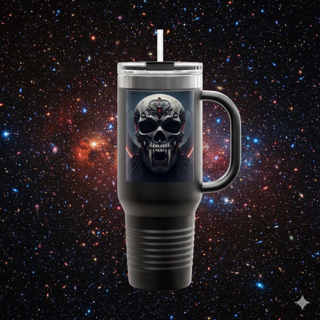 Insulated Travel Mug, 40oz - Vampires Skull Gothic Mug, Halloween ...