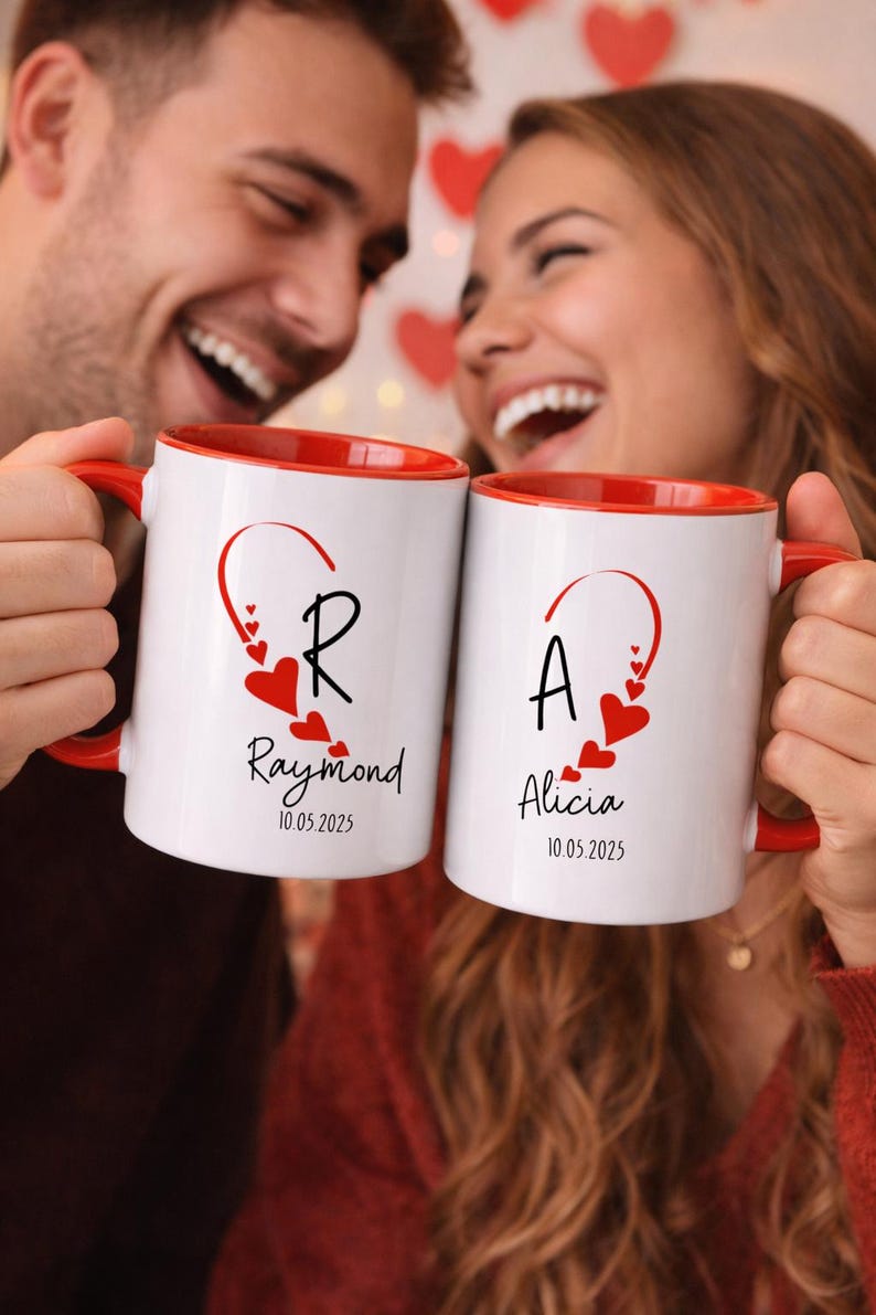 Matching Couples Mug - Heart Design | Custom Lovers & Valentine Gift ...