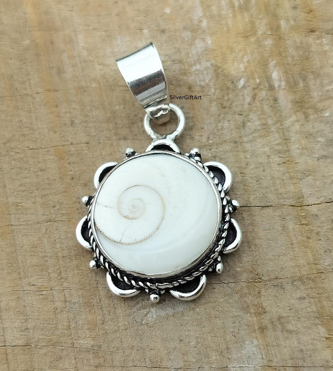 Shiva Eye Shell Pendant, Shiva Eye 925 Sterling Silver Pendant ...
