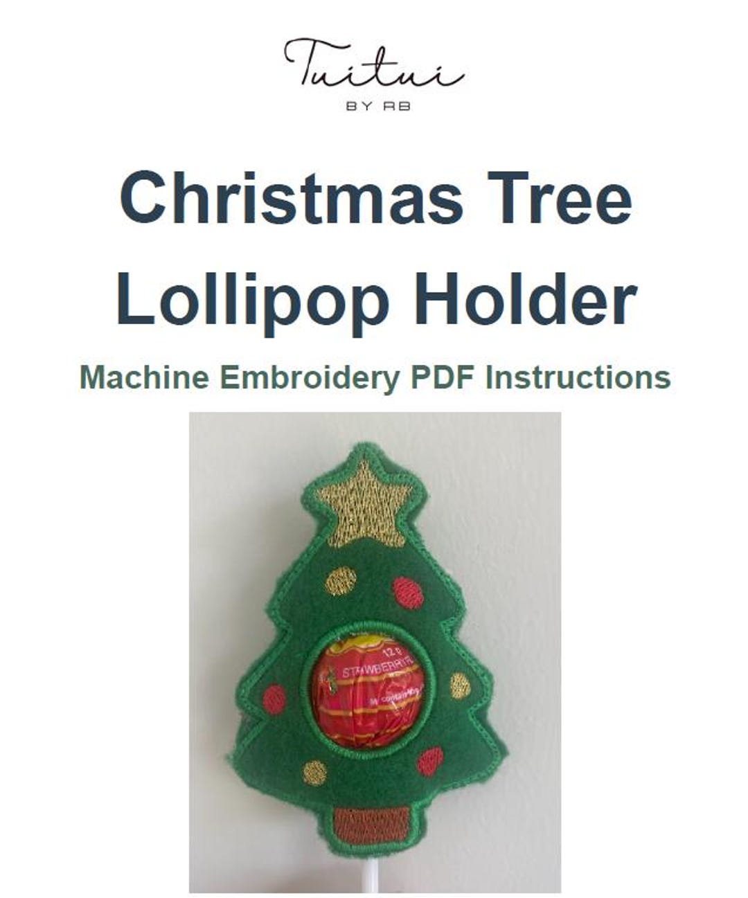 Christmas Tree Lollipop Holder Machine Embroidery Pattern: Christmas ...