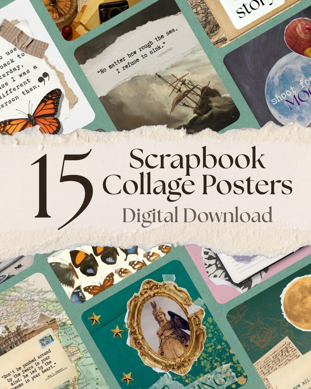 Inspirational Vintage Scrapbook Collage Maximalist Posters (digital ...